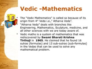 vedic math fundamental sutras and applications | PPTX