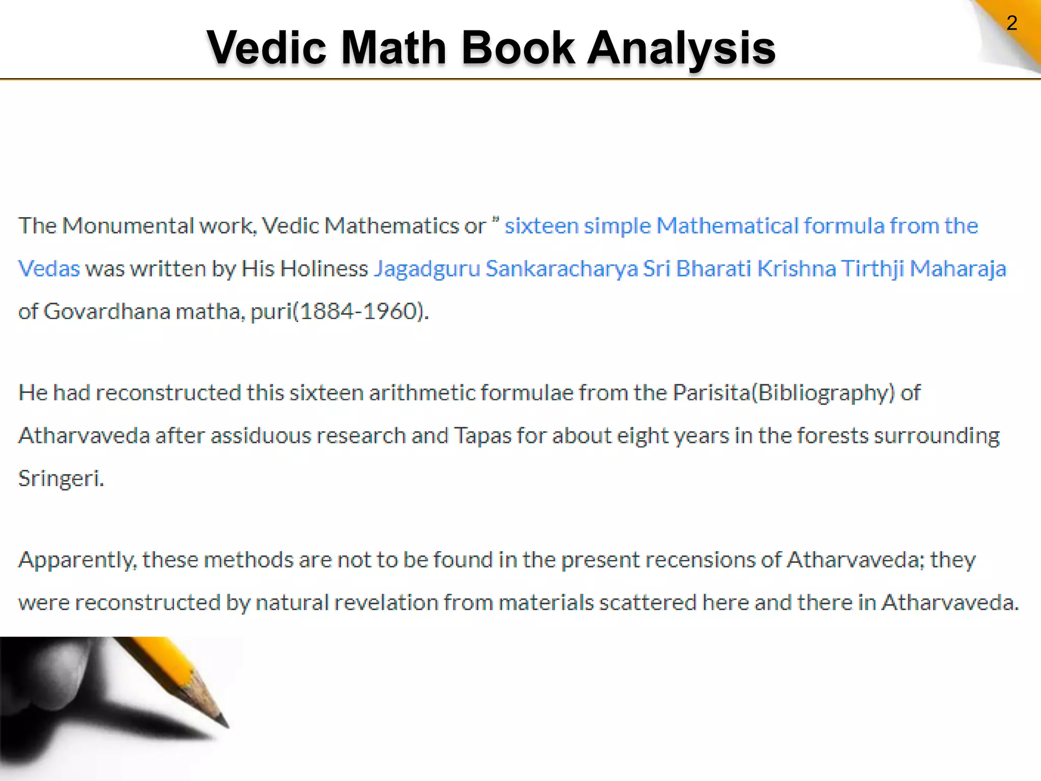 Vedic math book analysis | PPT