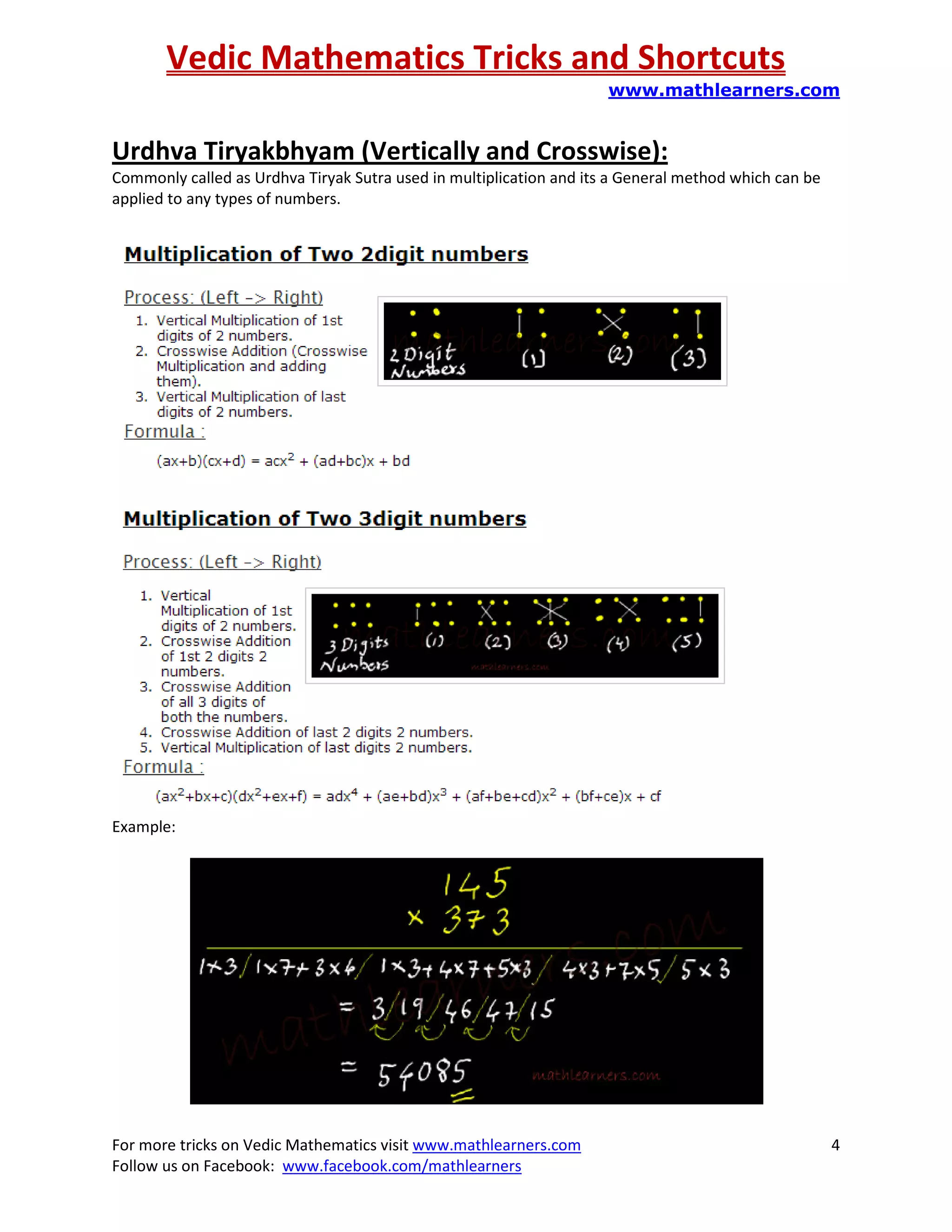 Vedic mathematics Tricks and Shortcuts | PDF