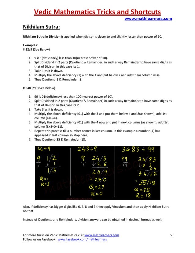 Vedic mathematics Tricks and Shortcuts | PDF | Hinduism | Religion & Spirituality