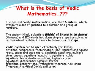 Vedic mathematics details | PPTX