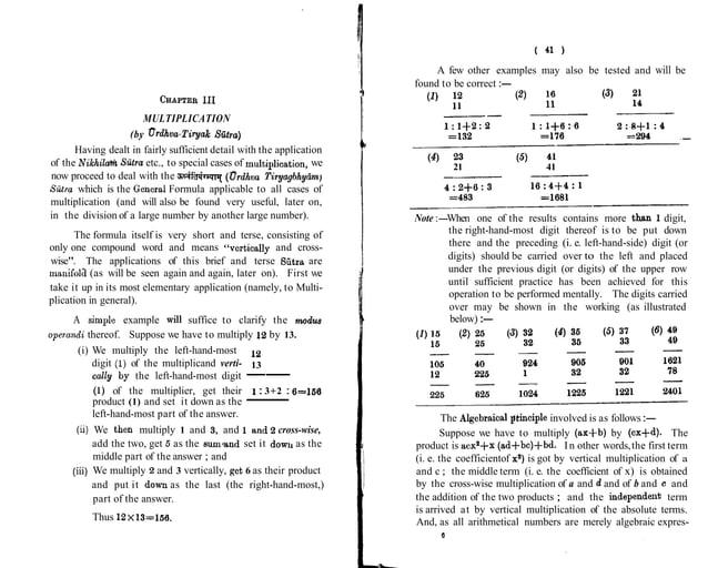 Vedic mathematics or sixteen simple mathematical formulae from the ...