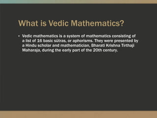 Vedic mathematics | PPTX | Hinduism | Religion & Spirituality