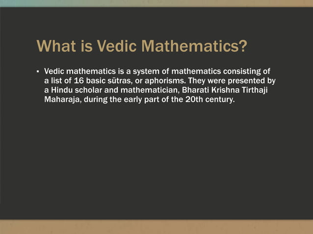 Vedic mathematics | PPTX | Hinduism | Religion & Spirituality