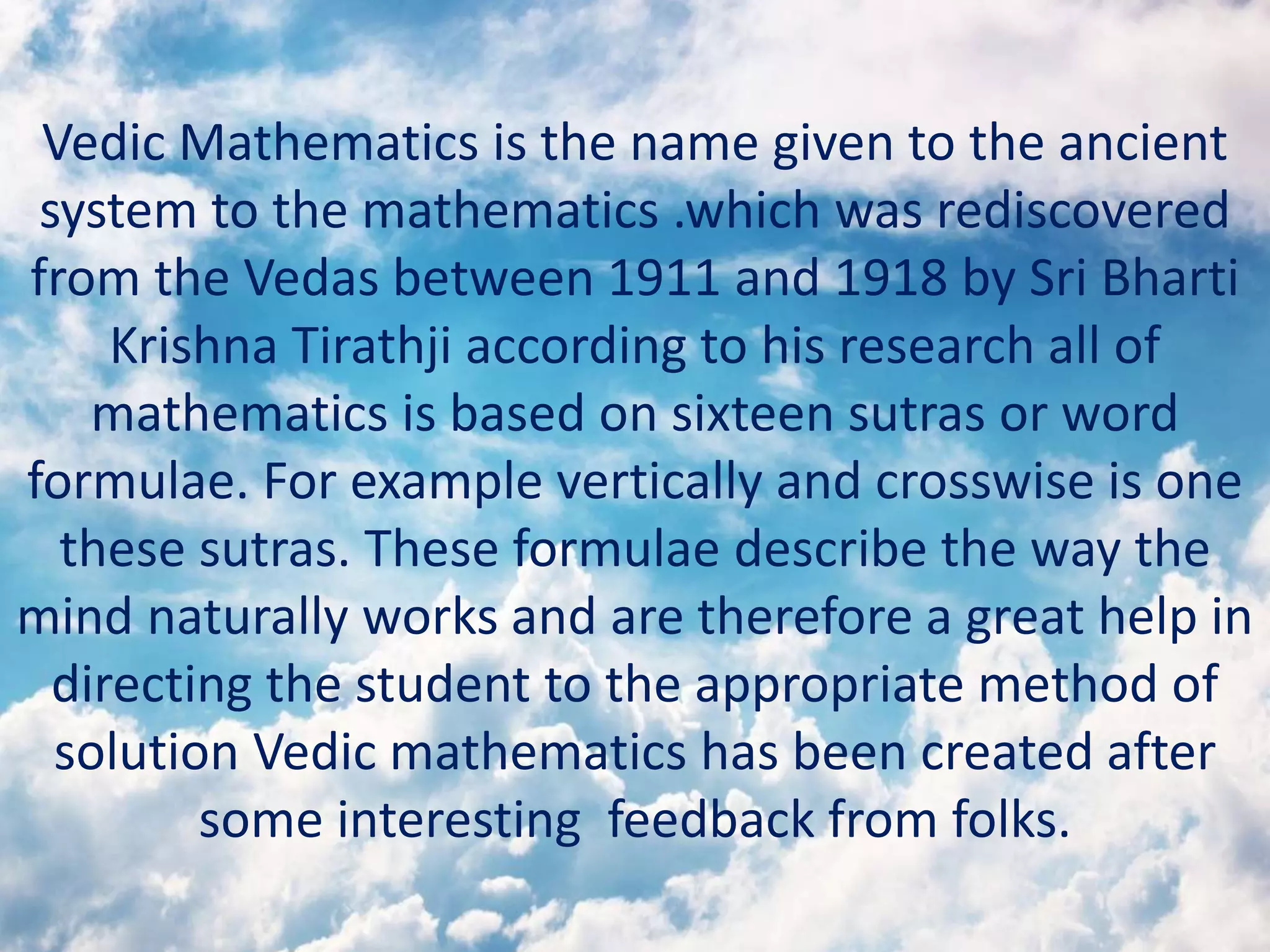 PPT on Vedic maths | PPTX