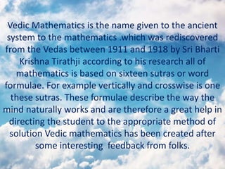 PPT on Vedic maths | PPTX