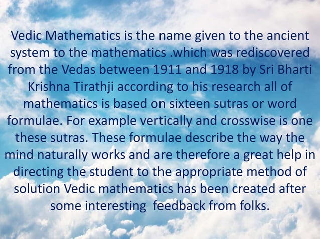 PPT on Vedic maths | PPTX | Hinduism | Religion & Spirituality