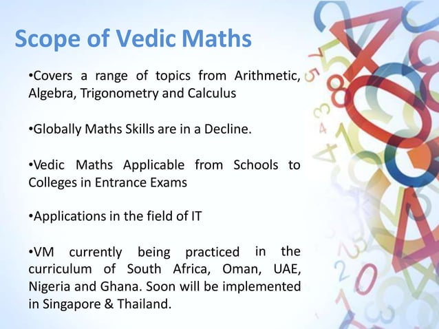 Vedic maths- its relevance to real learning | PPT