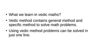 Vedic maths introduction for starting course | PDF