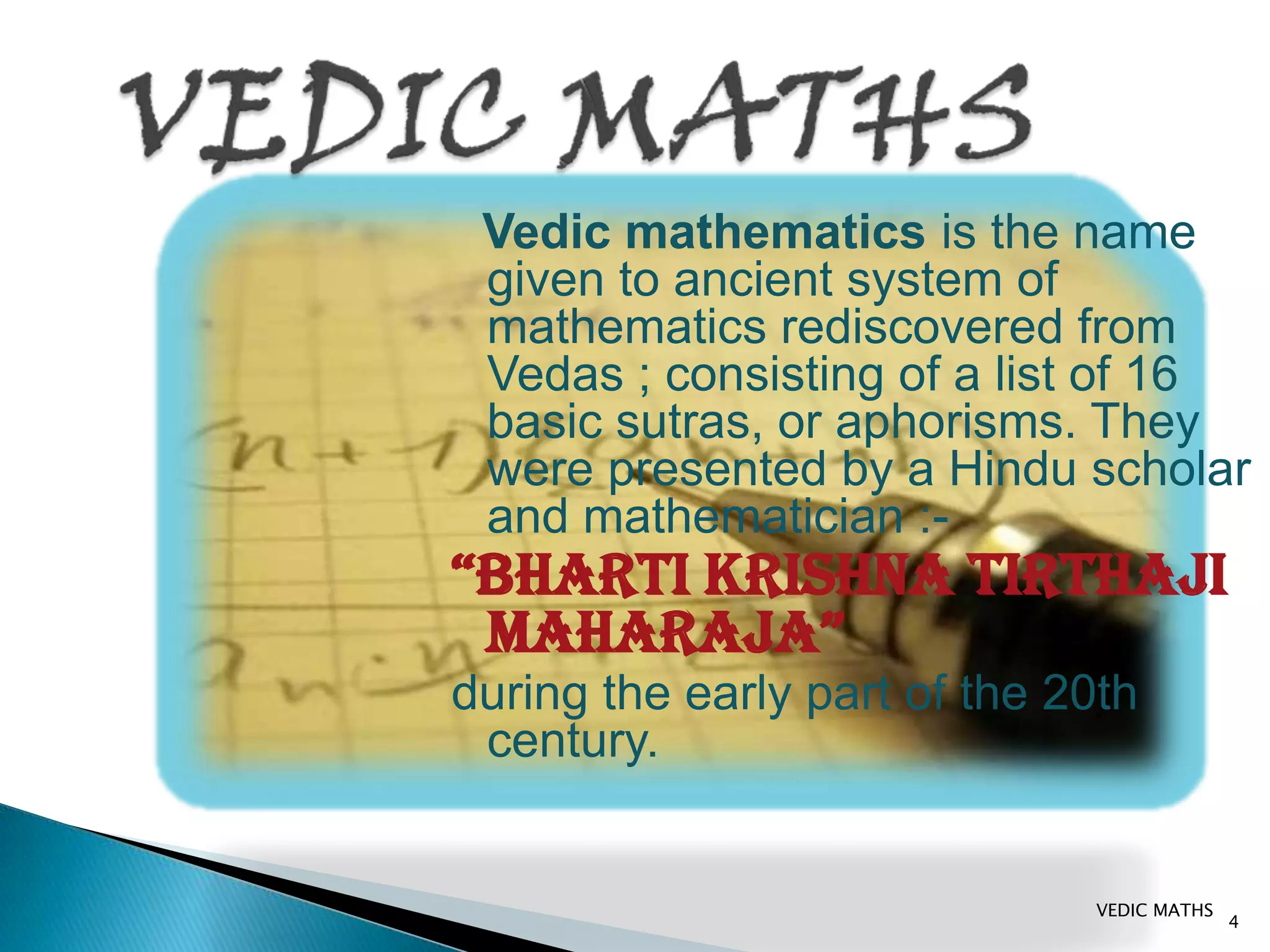 Vedic maths sutras | PPTX