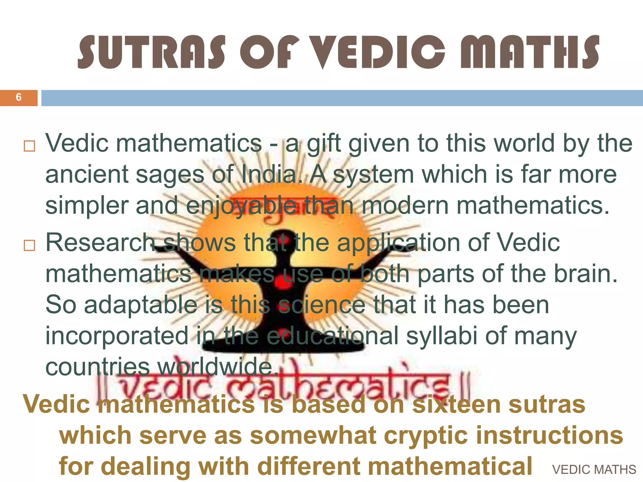 Vedic maths sutras | PPTX