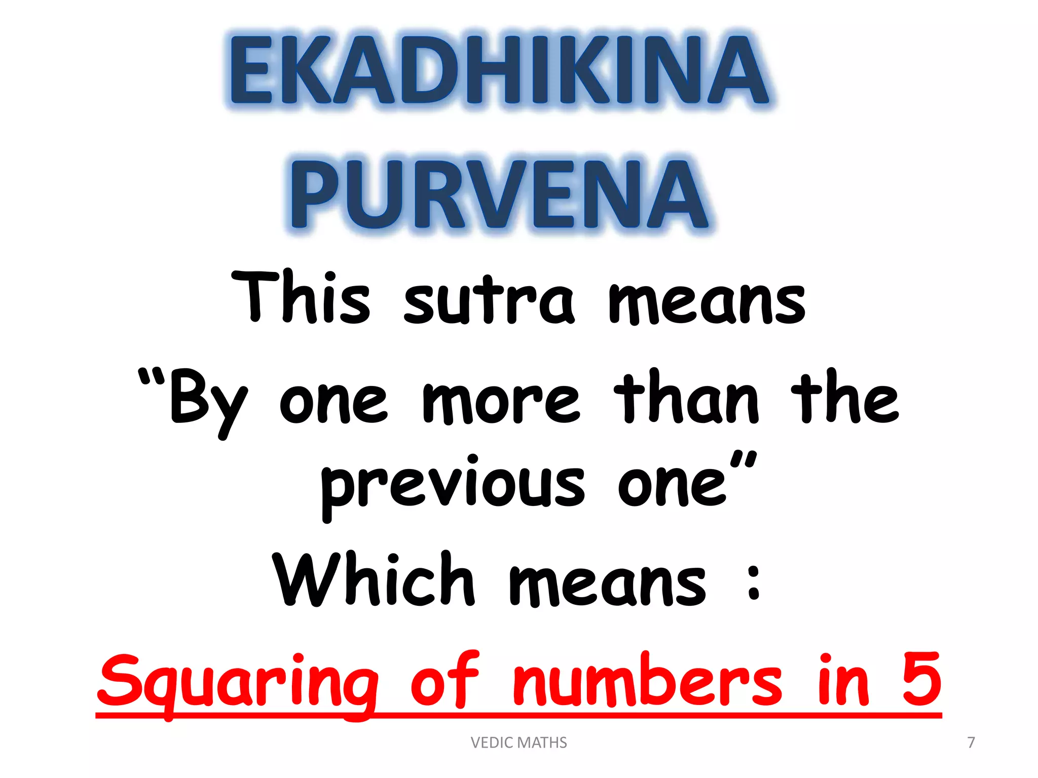 Vedic maths sutras | PPTX