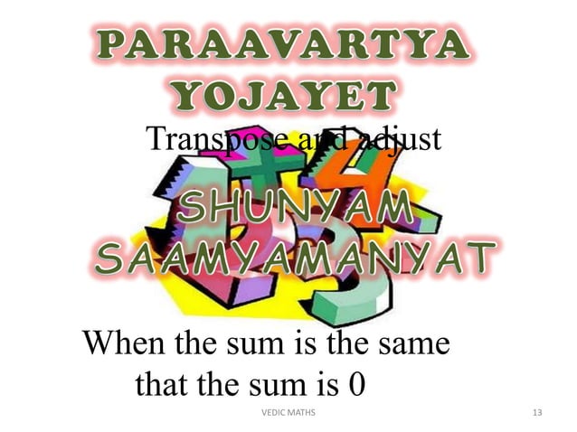 Vedic maths sutras | PPTX