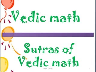 Vedic maths sutras | PPTX