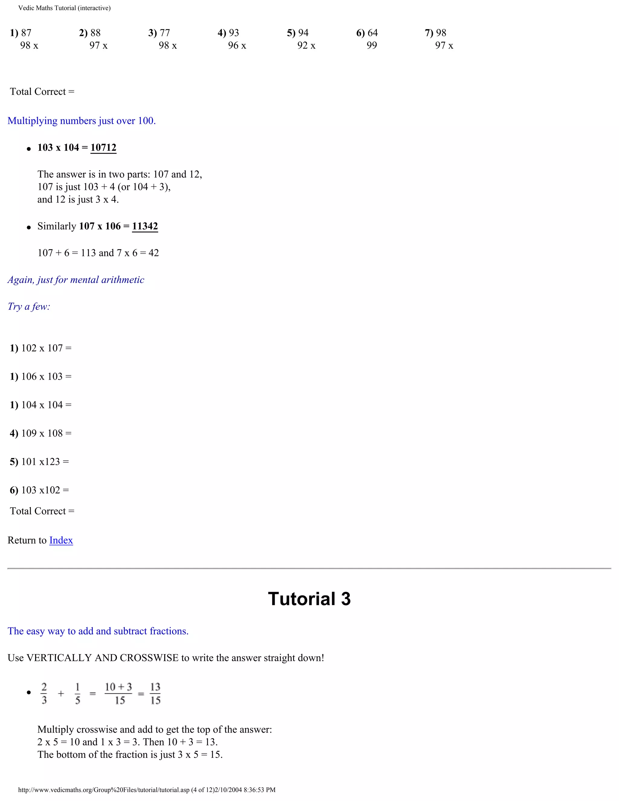 Vedic maths tutorial (interactive) | PDF