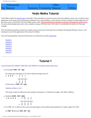 Vedic maths tutorial (interactive) | PDF