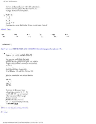 Vedic maths tutorial (interactive) | PDF