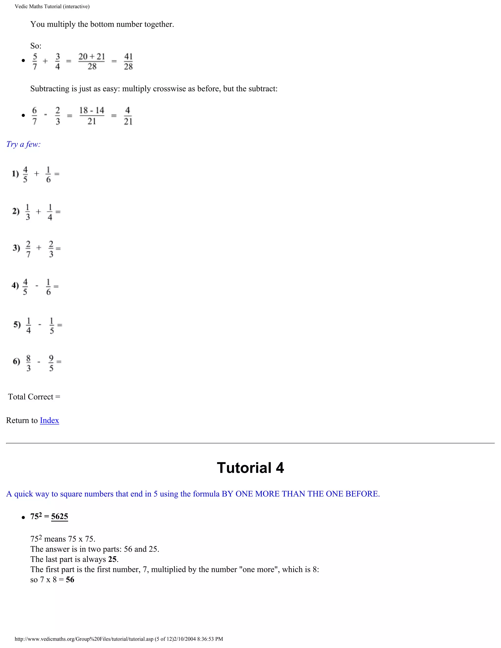 Vedic maths tutorial (interactive) | PDF