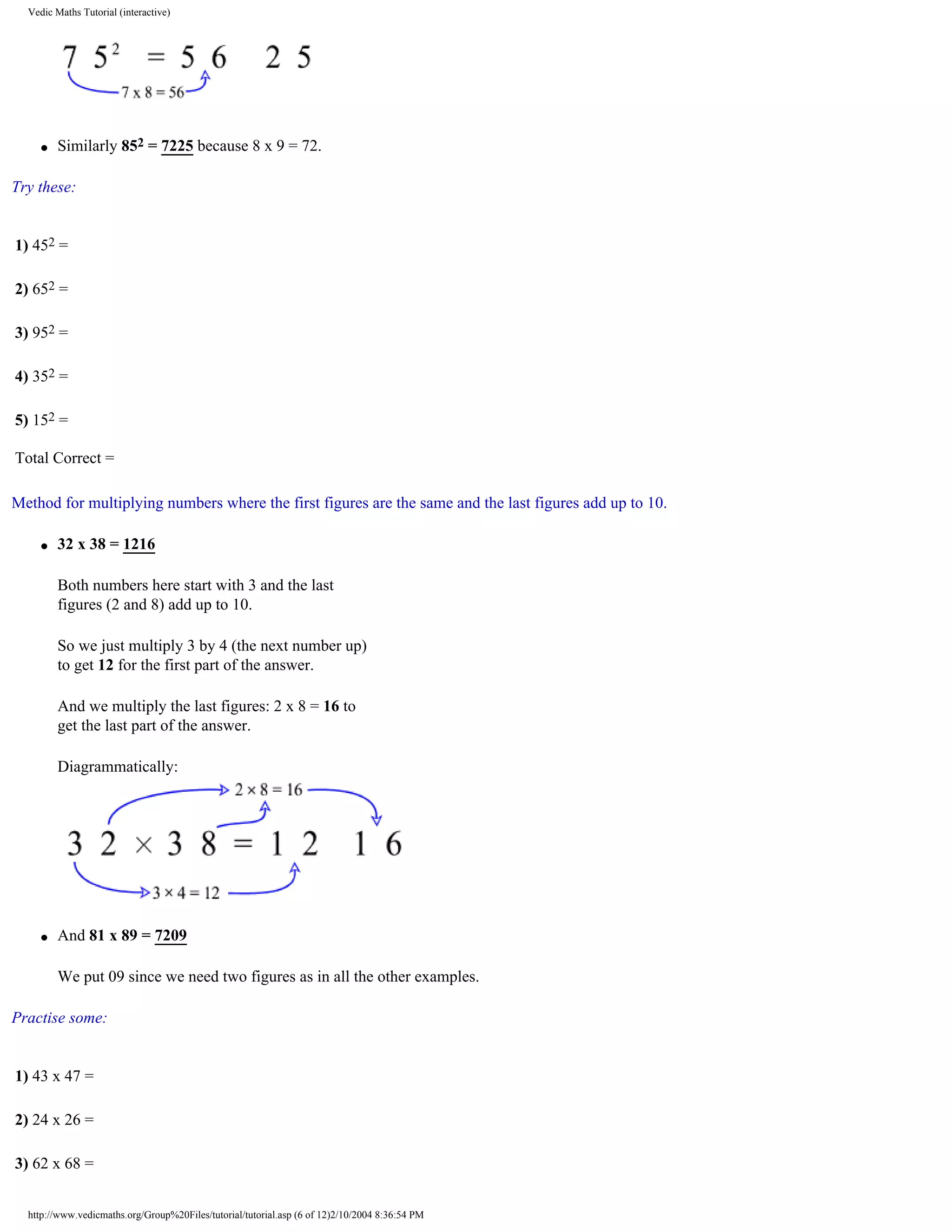 Vedic maths tutorial (interactive) | PDF