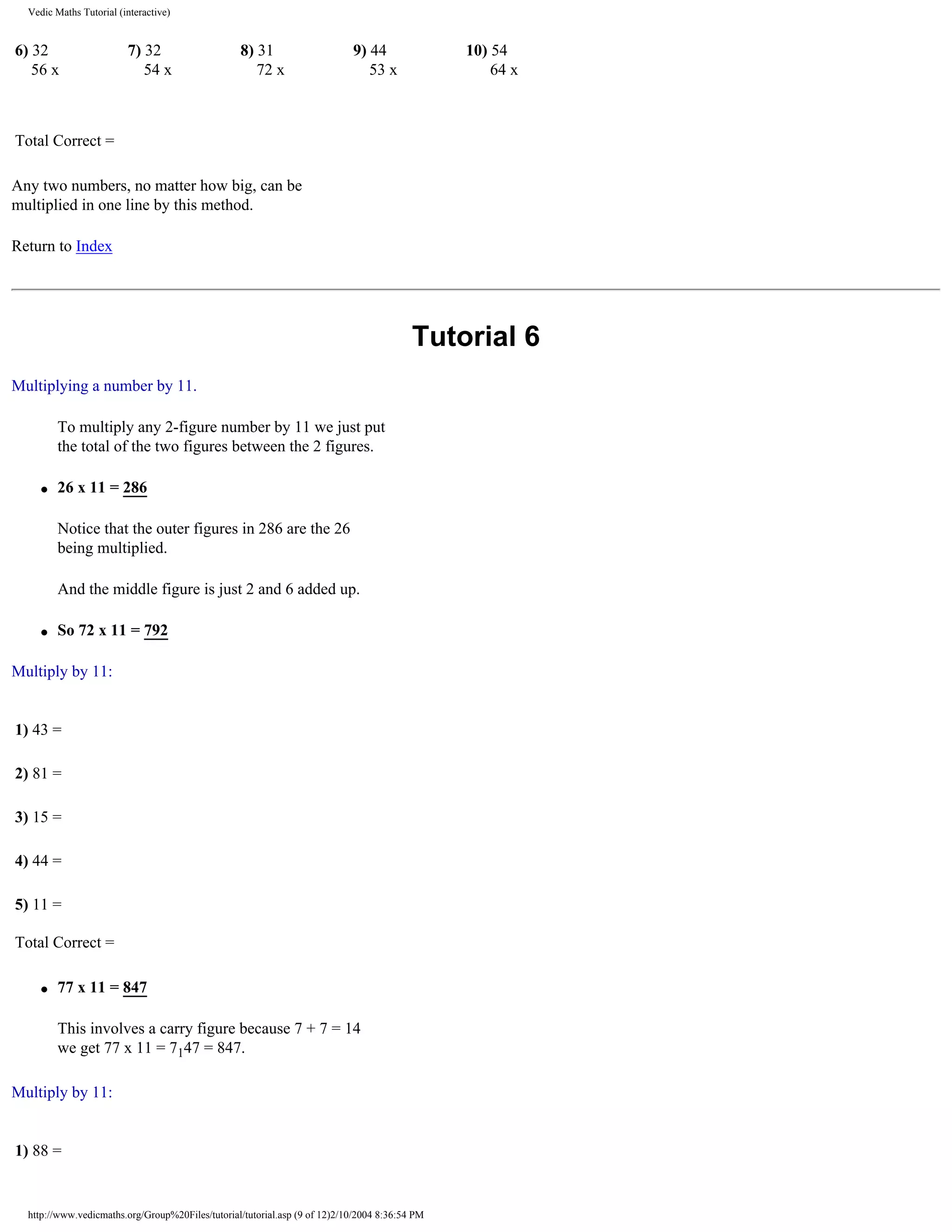 Vedic maths tutorial (interactive) | PDF