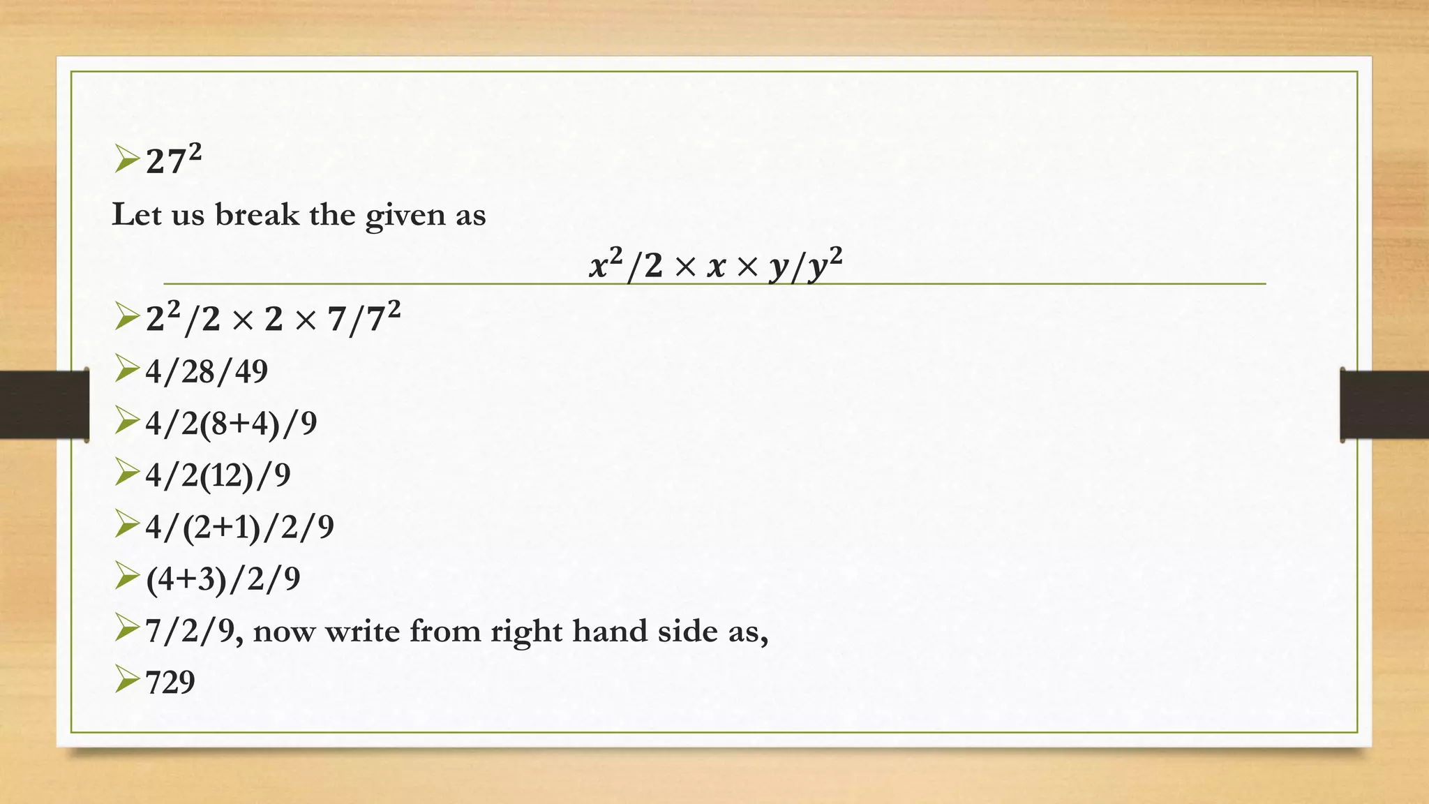 Squares using vedic method or quicker calculation | PPTX