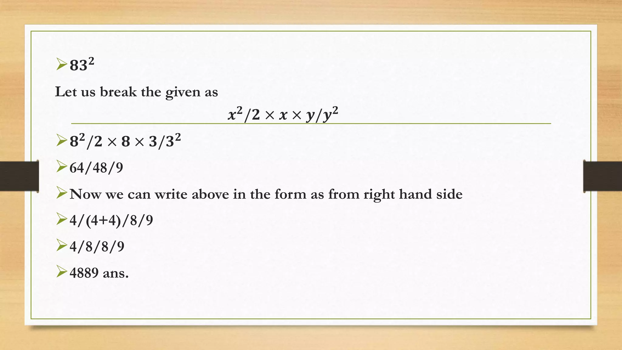 Squares using vedic method or quicker calculation | PPTX