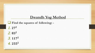 Squares using vedic method or quicker calculation | PPTX | Science