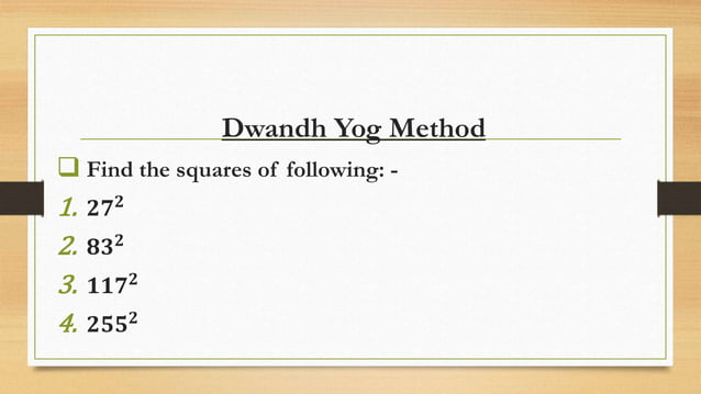 Squares using vedic method or quicker calculation | PPTX | Science
