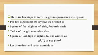 Squares using vedic method or quicker calculation | PPTX