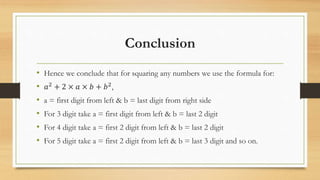 Squares using vedic method or quicker calculation | PPTX