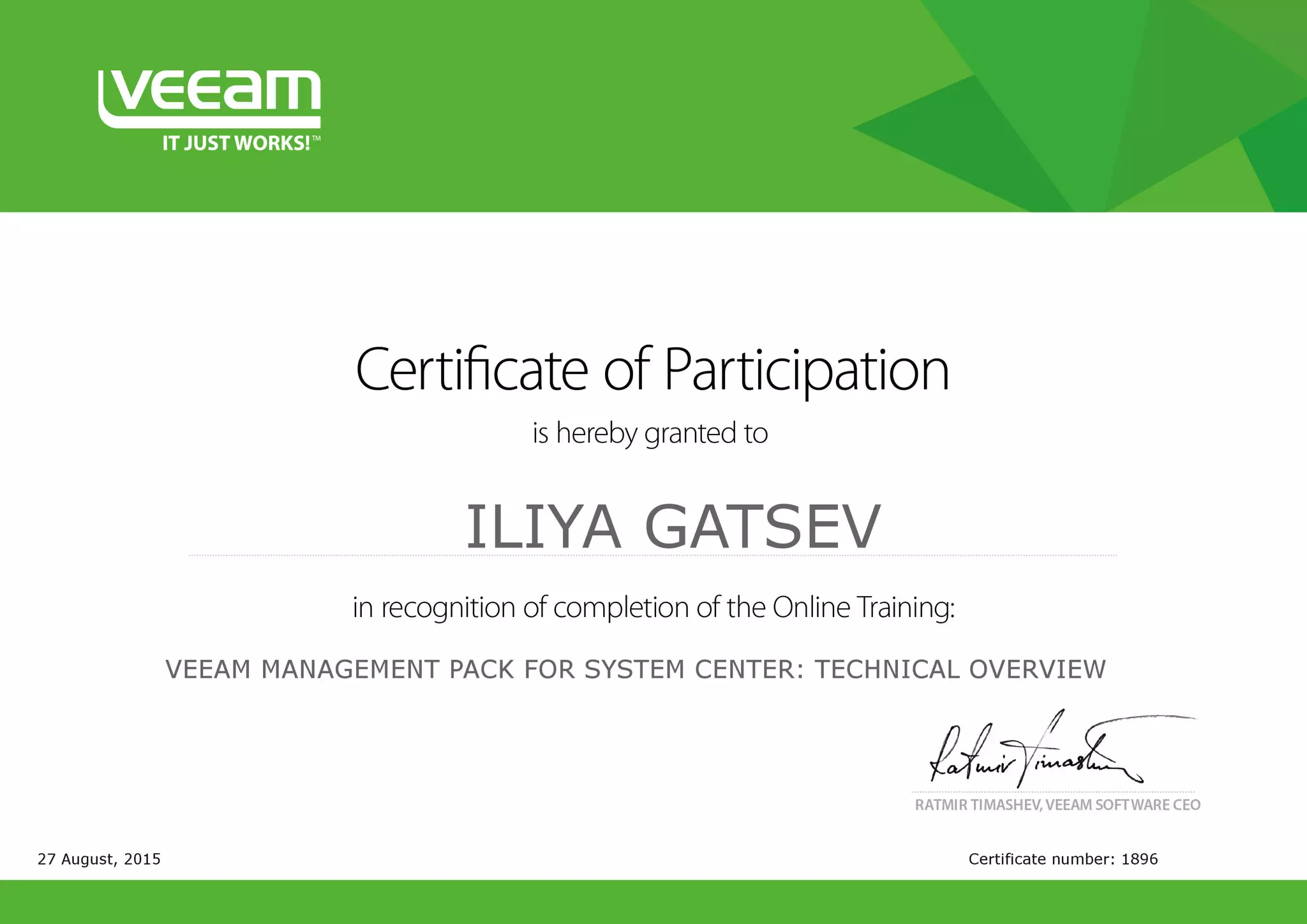 Iliya Gatsev - Veeam Management Pack For System Center Technical ...