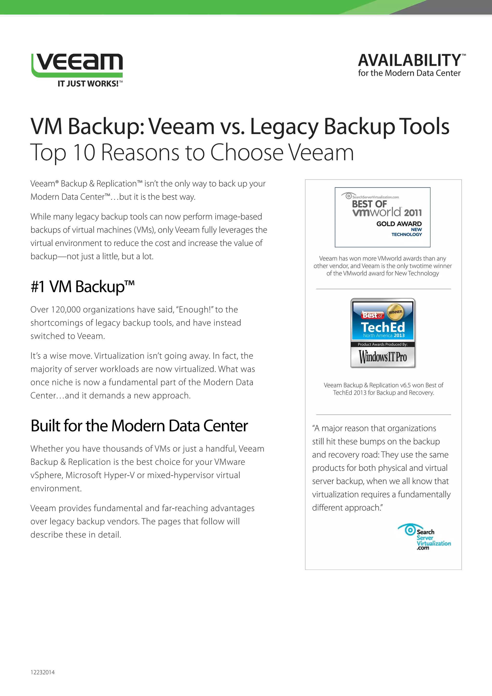 Veeam Availability top 10 reasons to choose veeam - long | PDF