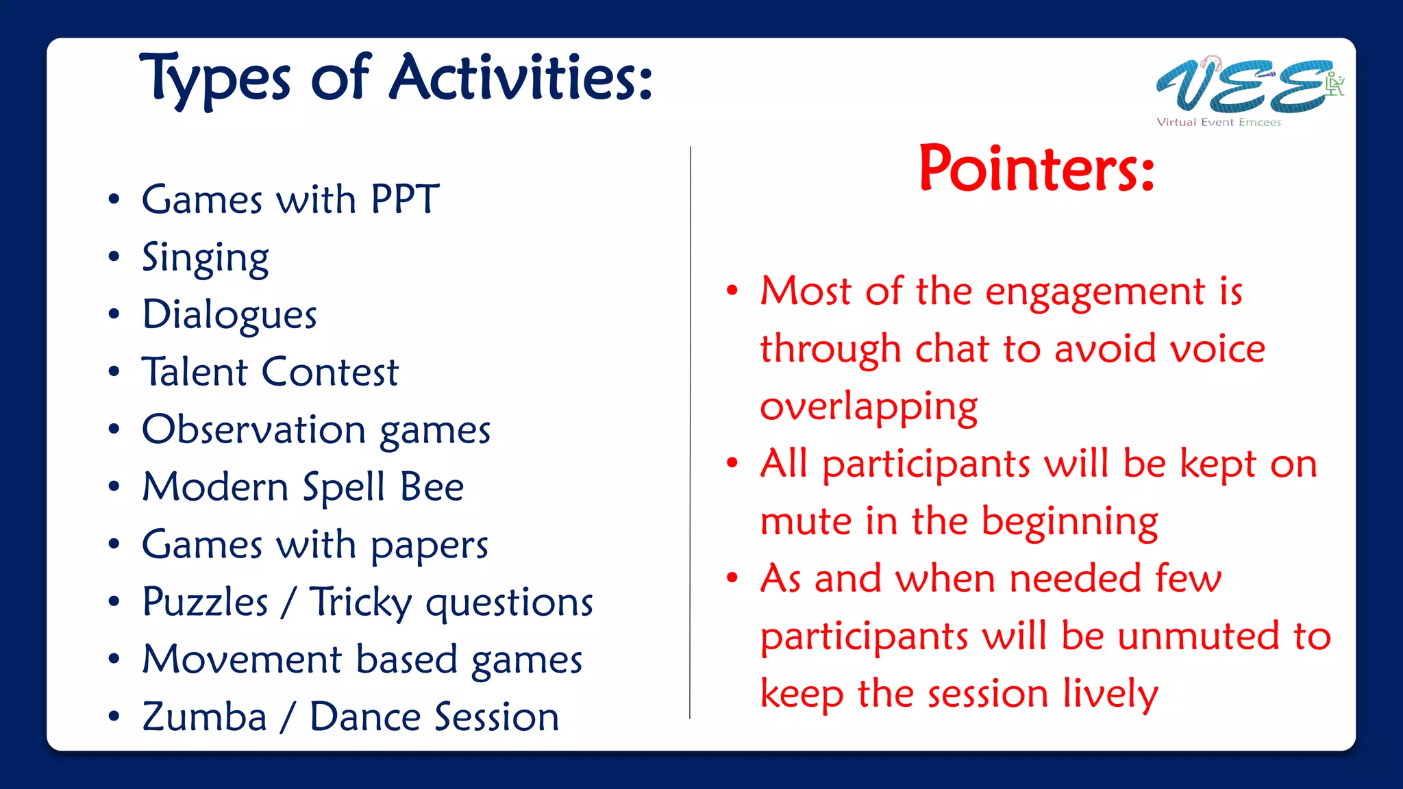VEE Corporate Virtual Fun Activities Plan_May 2021_V2.0 | PPT