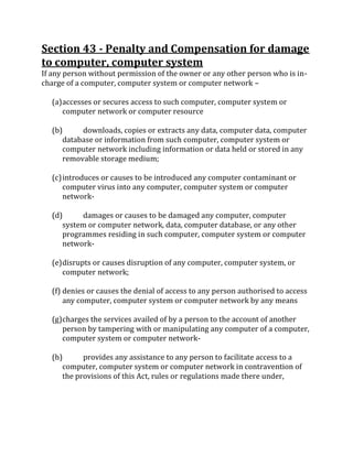 Cyber law in India with sections and penalties | PDF