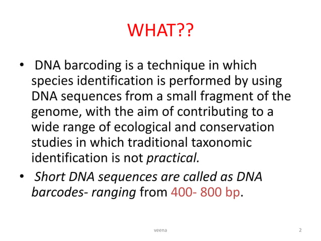 dna barcoding | PPTX | Genetics | Science