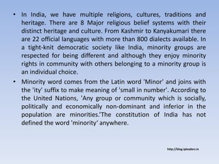 Ppt on protection of minorities in india | PDF