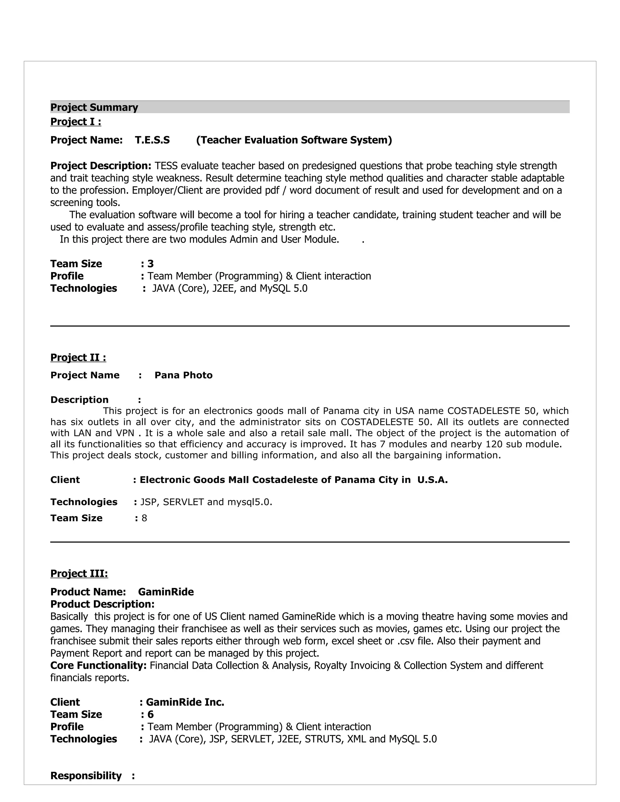 Resume For Java Devloper | PDF Resume For Java Devloper | PDF