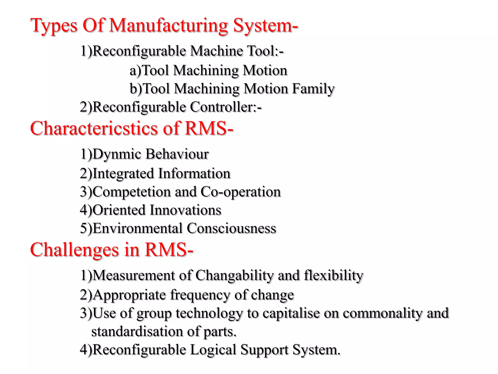 RE CONFIGURABLE MANUFACTURING SYSTEM | PPTX