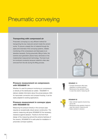 VEGA Pressure & Level Measurement - Cement Industry Applications | PDF