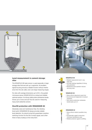 VEGA Pressure & Level Measurement - Cement Industry Applications | PDF