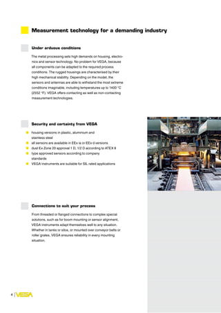VEGA Pressure & Level Measurement Metal Processing Industry ...