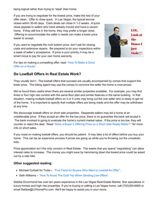 Low Ball Offers in Real Estate - Do They Work? | PDF
