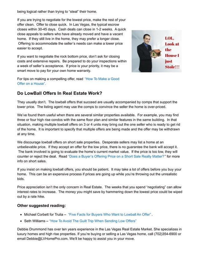 Low Ball Offers in Real Estate - Do They Work? | PDF | Home Financing ...