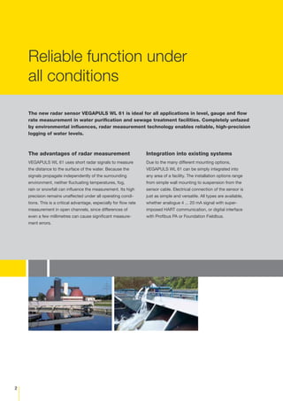 Vega Vegapuls wl 61 Radar Level Sensor For Water Management | PDF