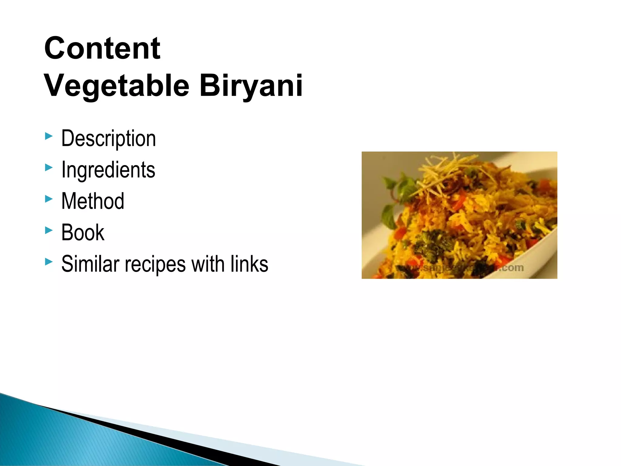 Vegetable biryani | PPT