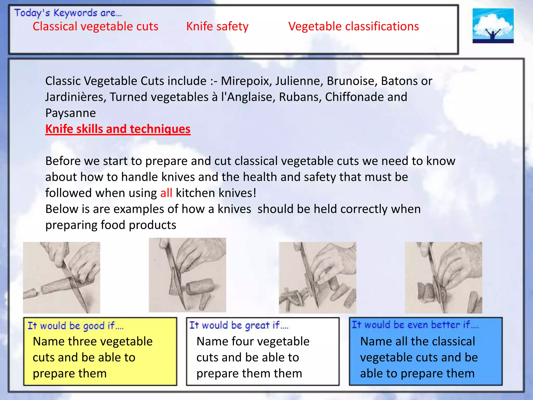Vegetable cuts gcse y10 | PPTX