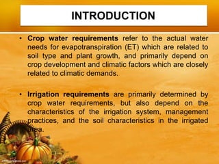 Irrigation & Water Requirements of Vegetable Crops | PPSX