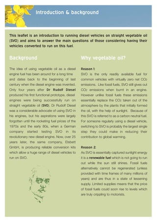 Vegetable Oil Car Brochure | PDF