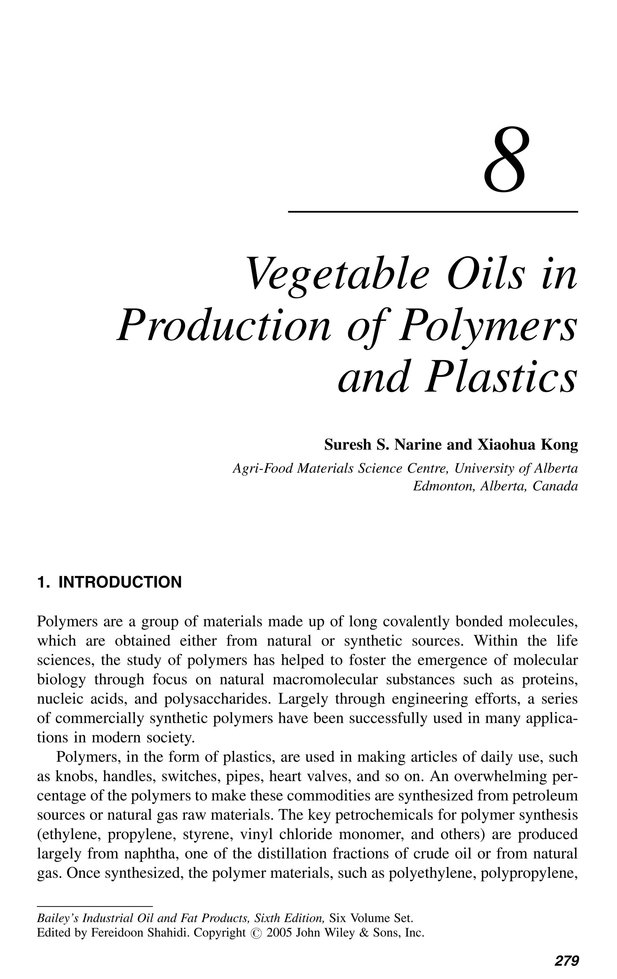 Vegetable oil in production of polymers | PDF