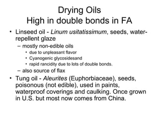 Vegetable Oils classification of oils fats. | PPT